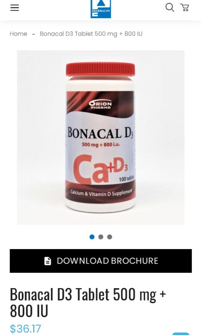 Bonacal D3 Tablet 500 mg + 800 IU, Everything Else on Carousell