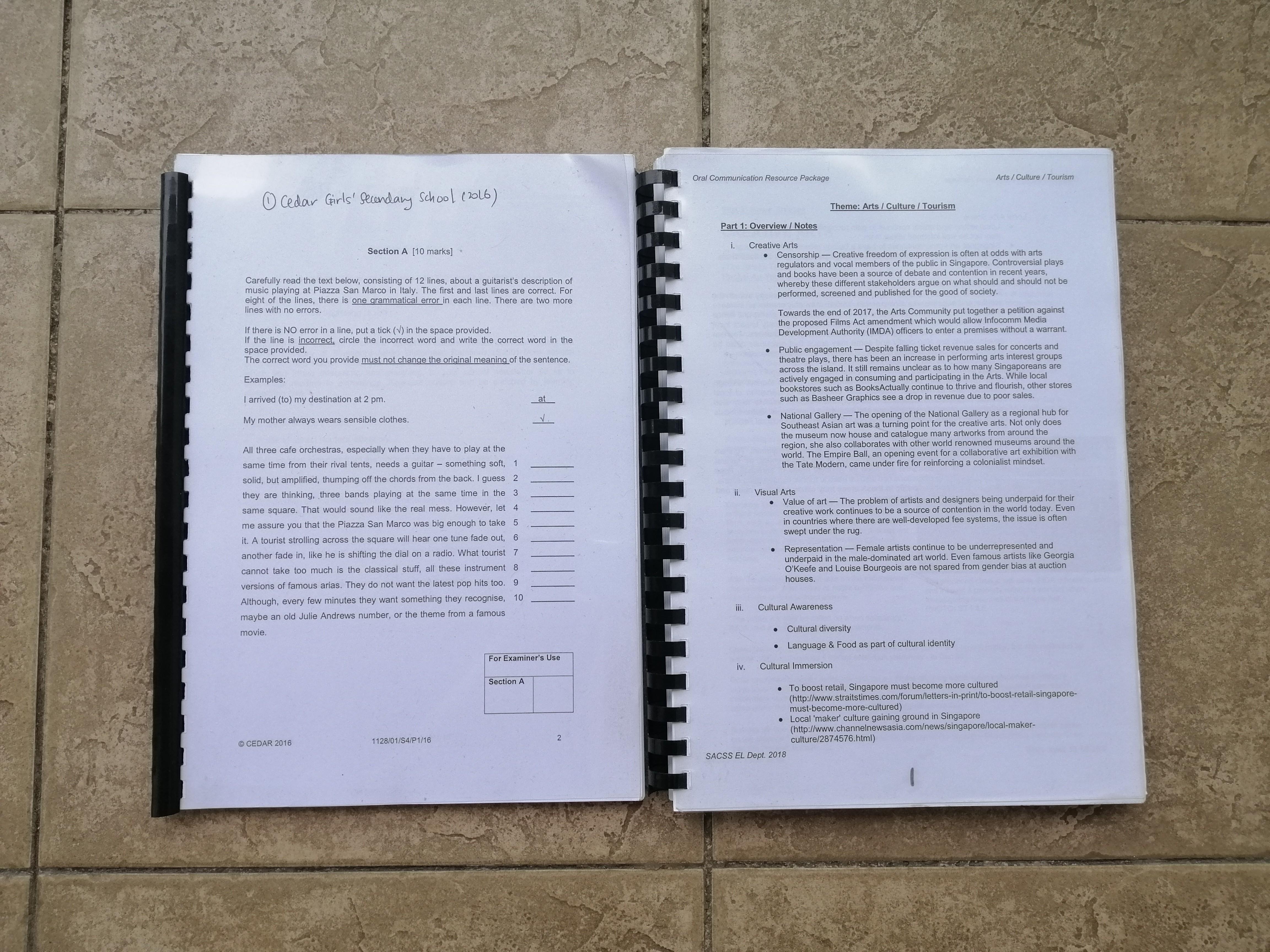 Bundle O Level English Oral Notes and Paper 1, Hobbies & Toys, Books ...