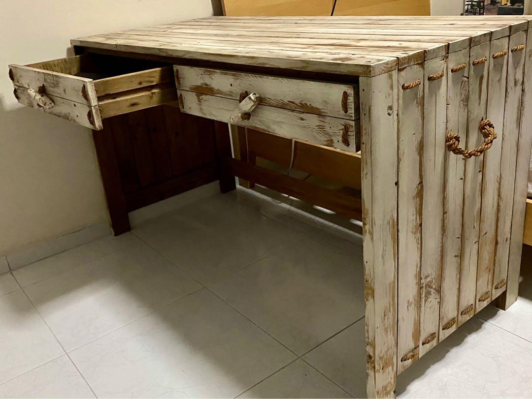 Light wood work table Custom-made with two drawers, Furniture & Home ...