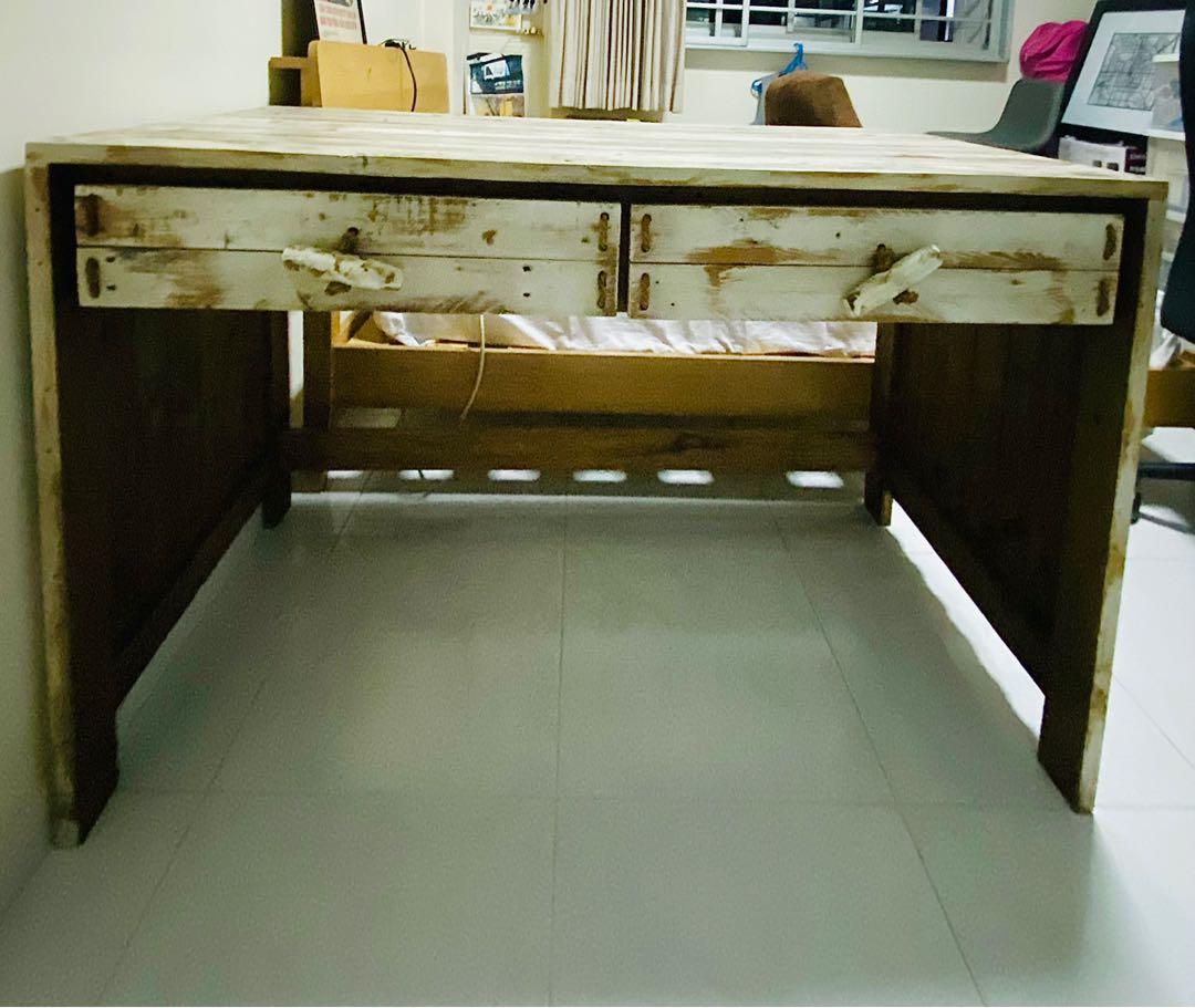 Light wood work table Custom-made with two drawers, Furniture & Home ...