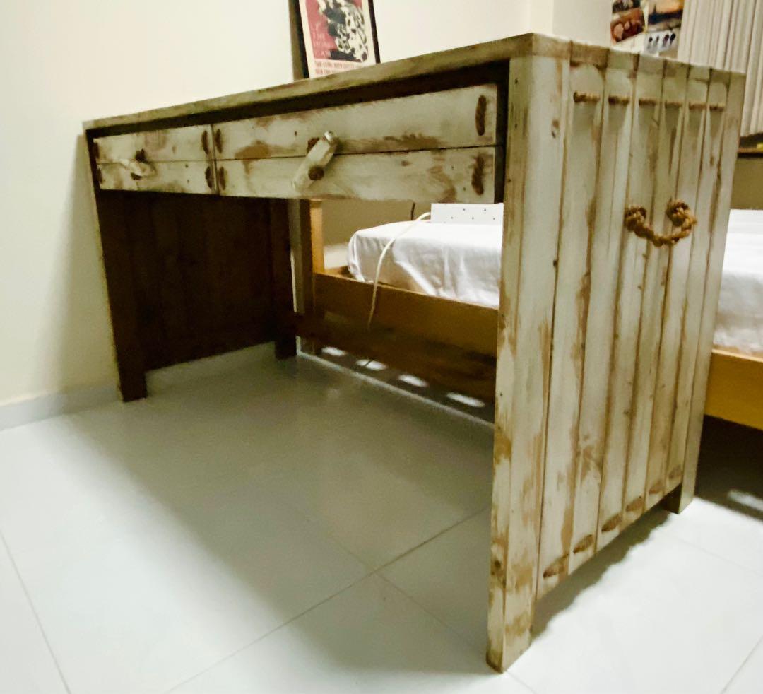 Light wood work table Custom-made with two drawers, Furniture & Home ...