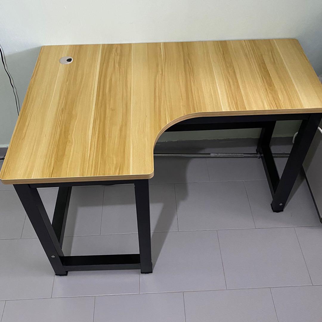 L-shaped minimalist computer table, Furniture & Home Living, Furniture ...