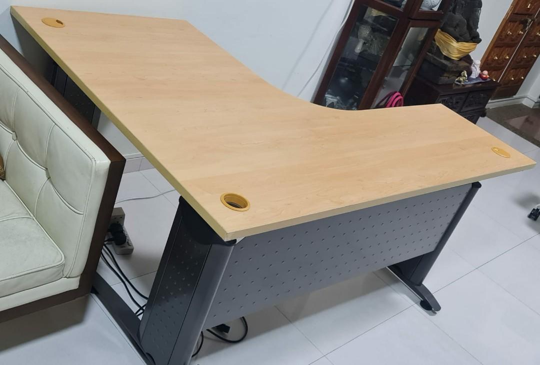 Office Table w privacy screen, Furniture & Home Living, Furniture ...