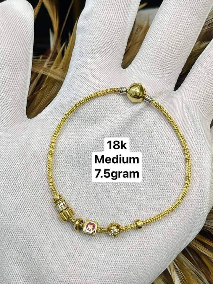 Pandora style bangle 18k gold, Women's Fashion, Jewelry & Organizers ...
