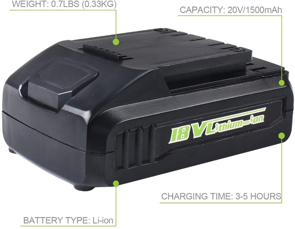 Replacement Power Tool Battery, 1.3Ah HAWKFORCE 18V Lithium-ion Battery ...