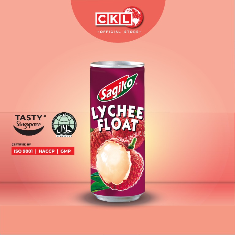Sagiko Lychee Float Drink Halal 24X250ml Cans, Food & Drinks, Packaged ...