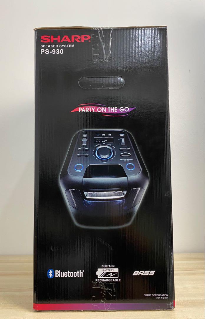 Sharp PS-930 Portable Bluetooth Party Speaker with Mic Karaoke, Audio ...