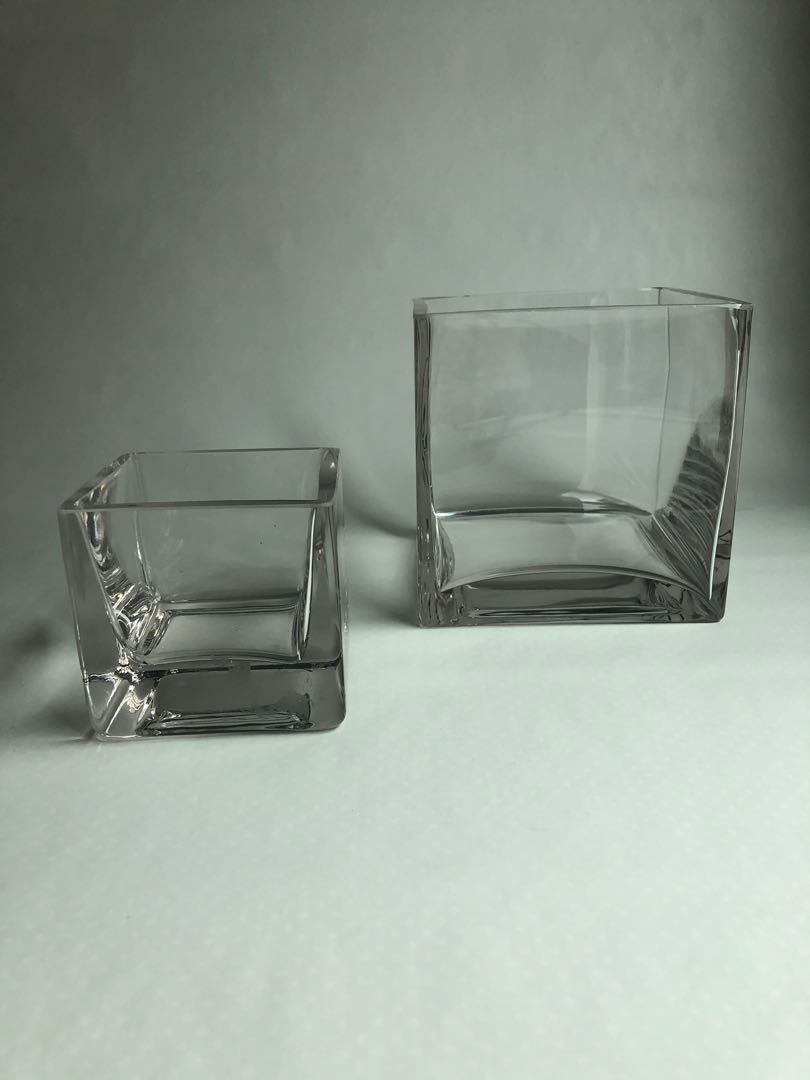 Square base glass pot transparent, Furniture & Home Living, Kitchenware ...