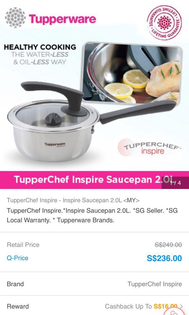 Tupperware Tupperchef Inspire pan, Furniture & Home Living, Kitchenware ...