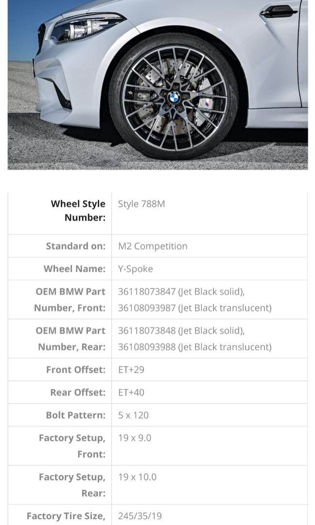 Bmw M2 competition rims, Car Accessories, Tyres & Rims on Carousell