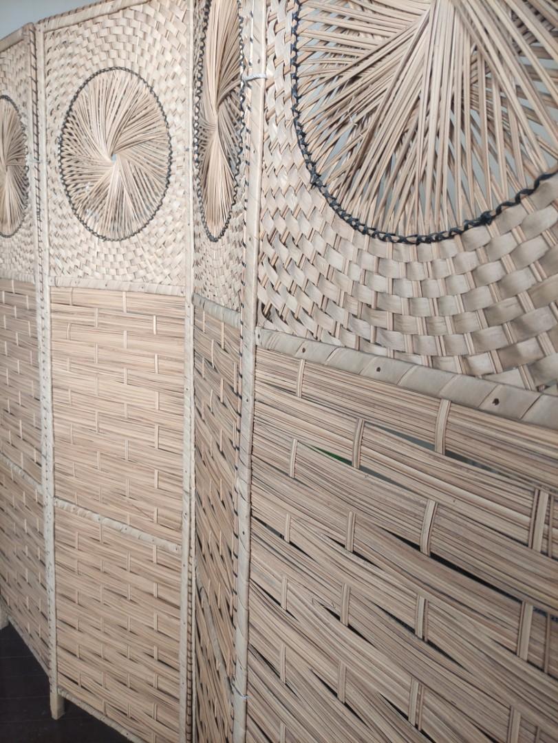Divider Partition 4 Panel Abaca Rattan Wicker, Furniture & Home Living ...