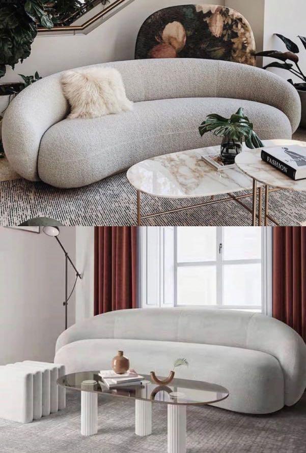 Gina Designer Sofa Customisable in Italian Velvet Fabric/ Cotton Linen ...