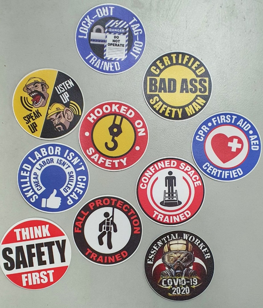 Safety Helmet / Hard Hat Safety Stickers Set, Everything Else on Carousell