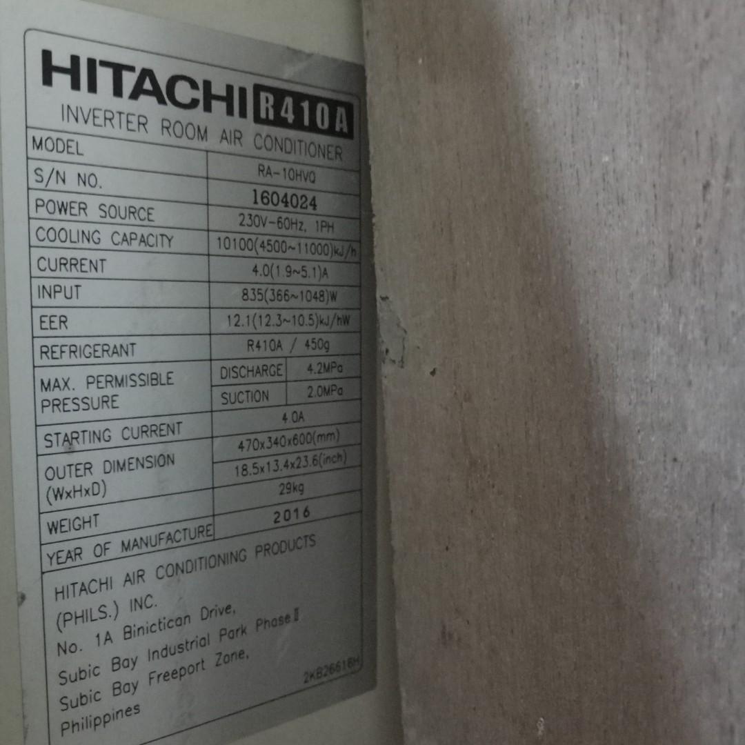 Hitachi inverter window type 1hp, TV & Home Appliances, Air ...