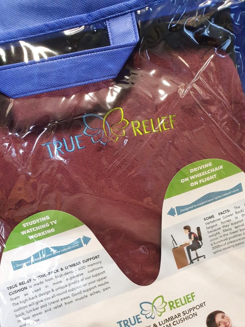True Relief Ortho-back and lumbar support memory foam cushion, Health ...