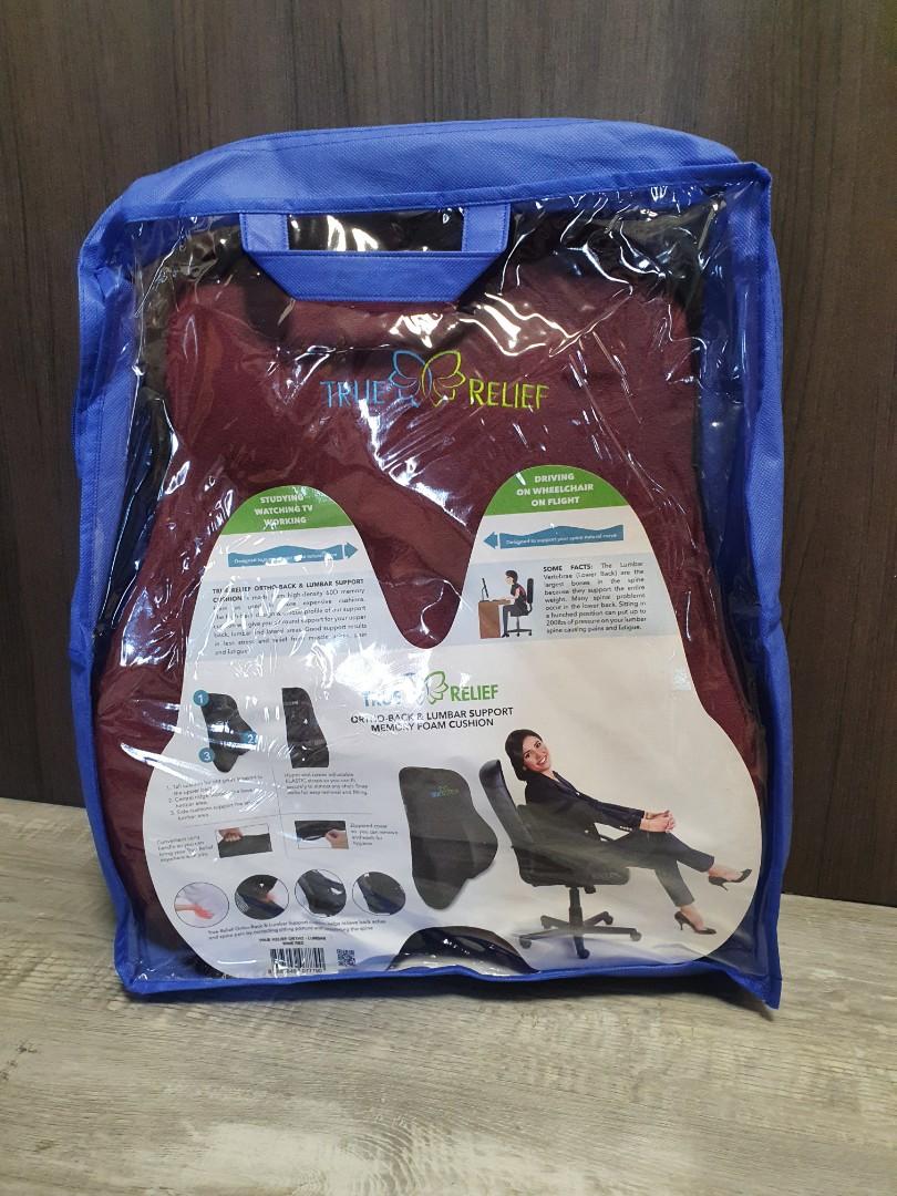 True Relief Ortho-back and lumbar support memory foam cushion, Health ...