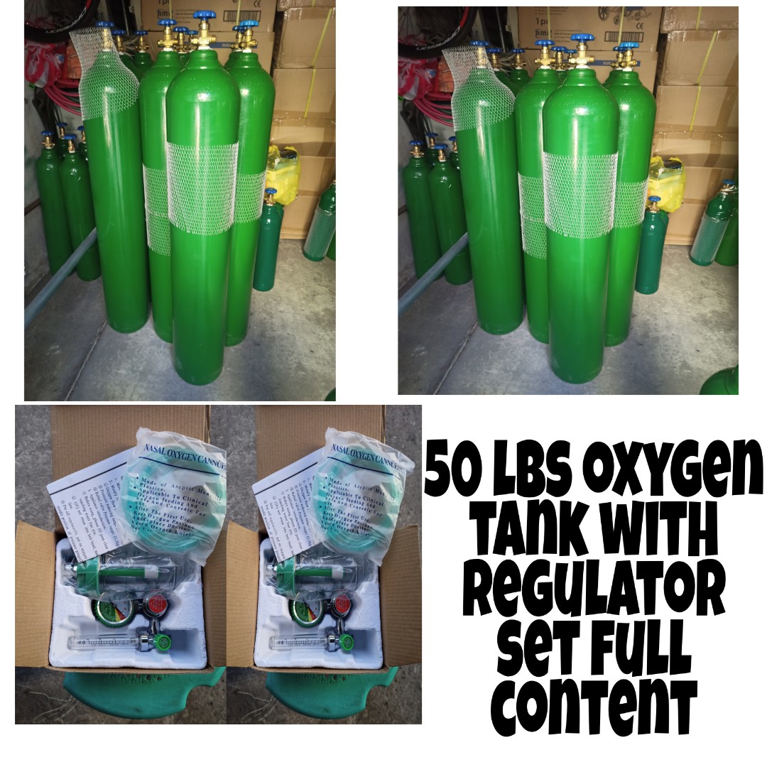 50 pounds oxygen tank with regulator set, Health & Nutrition, Medical ...