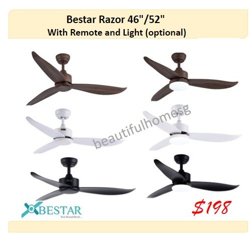 BESTAR RAZOR 46"/54" CEILING FAN with LED (FREE DELIVERY), Furniture ...
