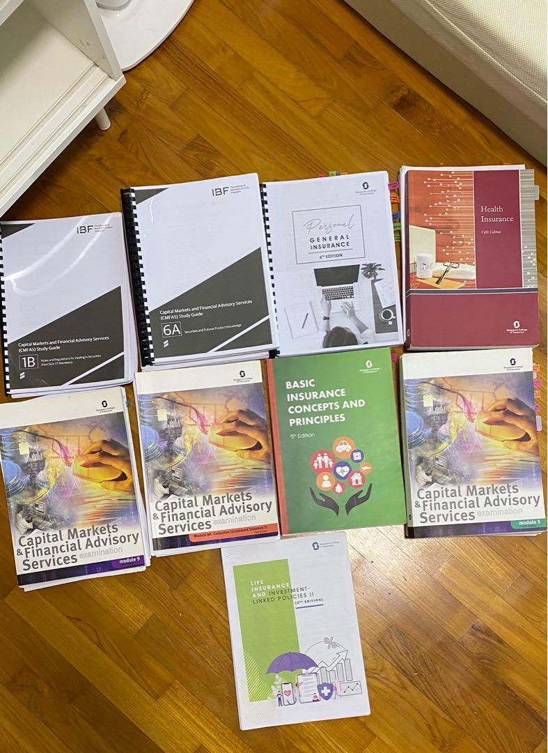 CMFAS textbook + notes + mock papers: M1B, M5, M6A, M8A, , M9, M9A, BCP ...