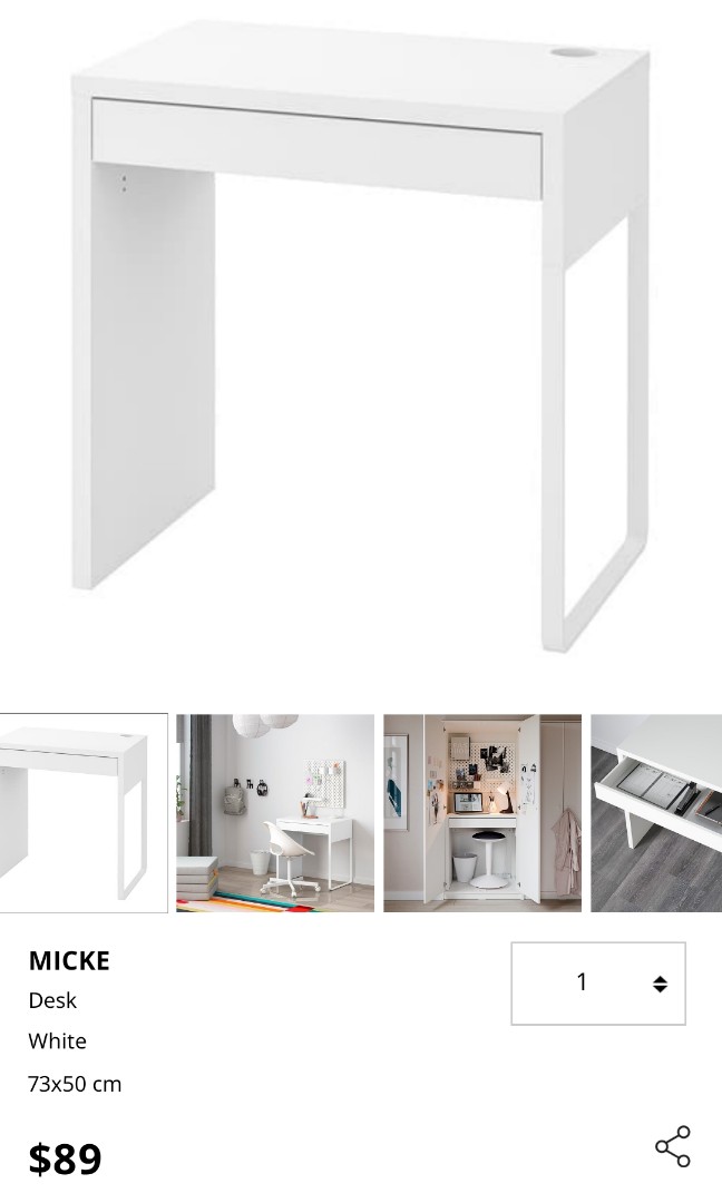 Ikea Micke desk, Furniture & Home Living, Furniture, Tables & Sets on ...