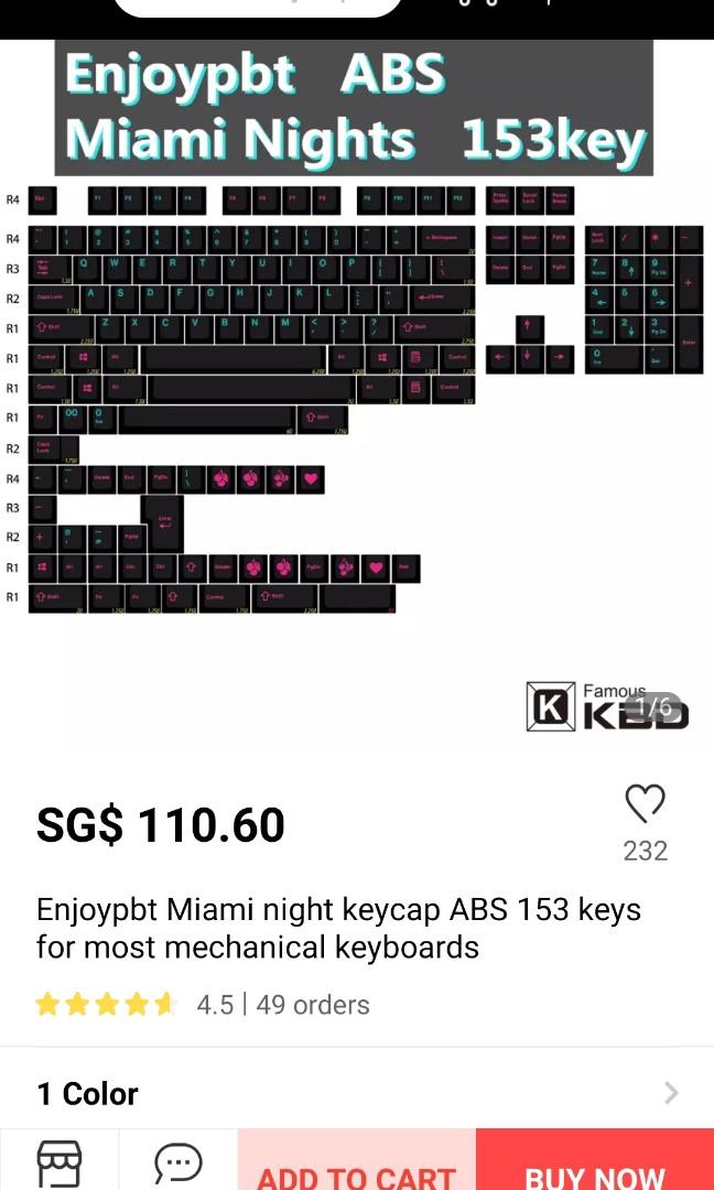 KBDfans Miami Nights ePBT Keycaps, Computers & Tech, Parts ...