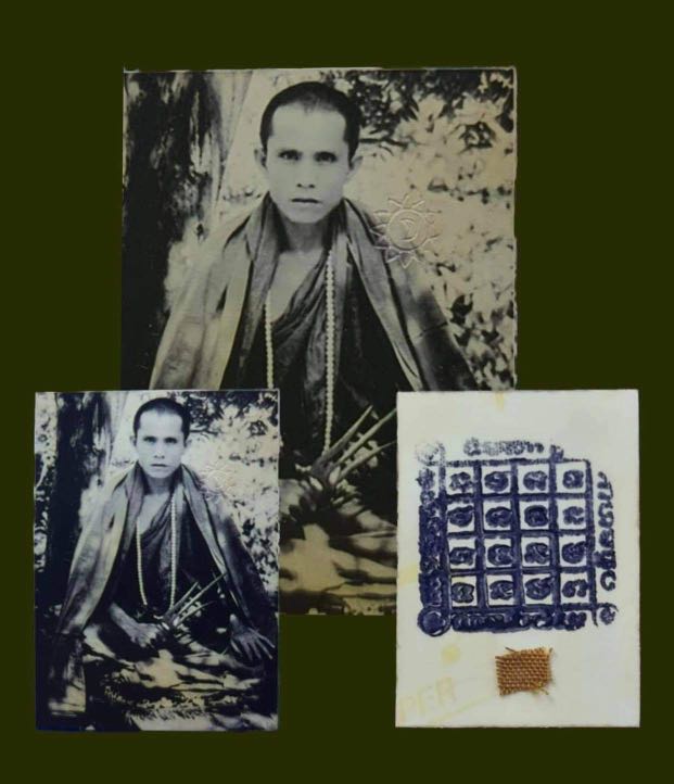 Lp Pinak Roop Tai(Photo) with Sun & moon imprint infront, stamp and ...