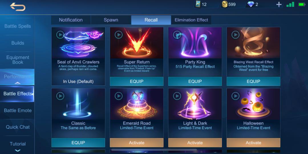 Mobile Legend Epic Lighting Recall Account, Video Gaming, Gaming ...