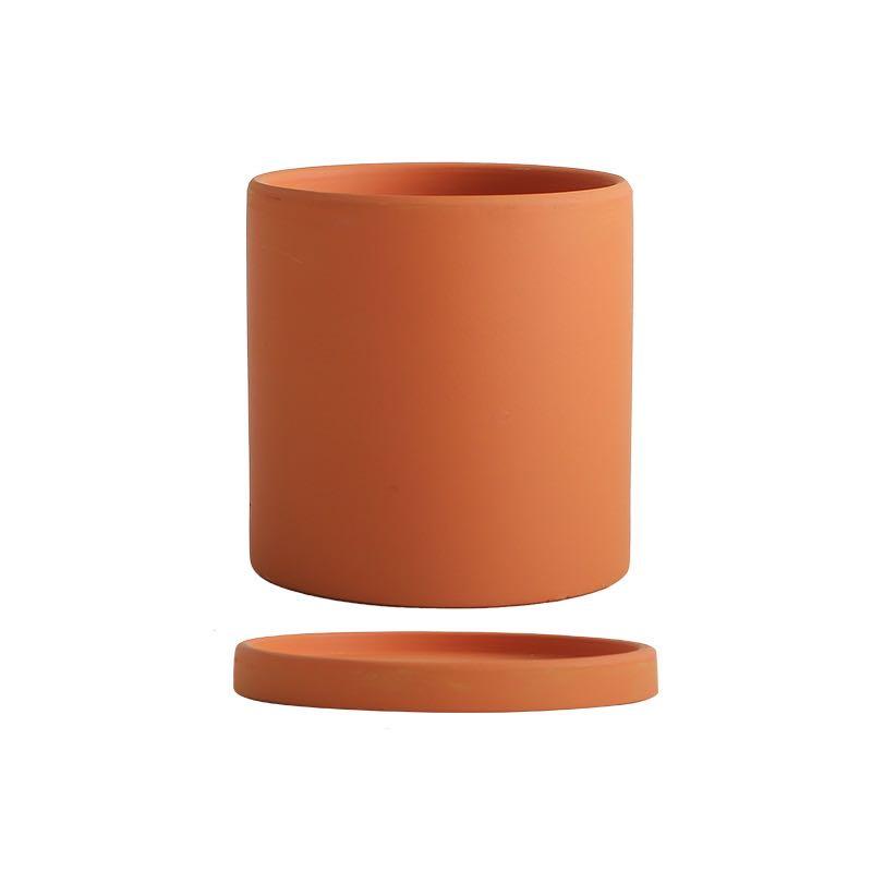 Orange ceramic pot, Gardening, Pots & Planters on Carousell