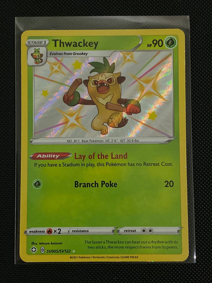 Pokemon TCG - Shiny Thwackey (Shining Fates), Hobbies & Toys, Toys ...