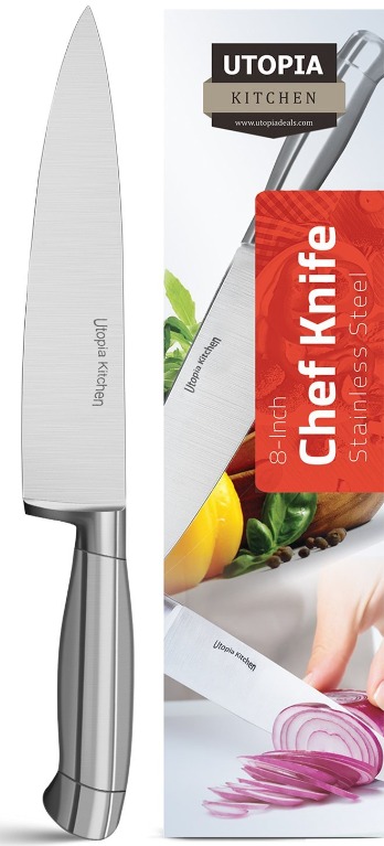 Utopia Kitchen 8-Inch Multipurpose Stainless Steel Chef Knife, Furniture & Home Living ...