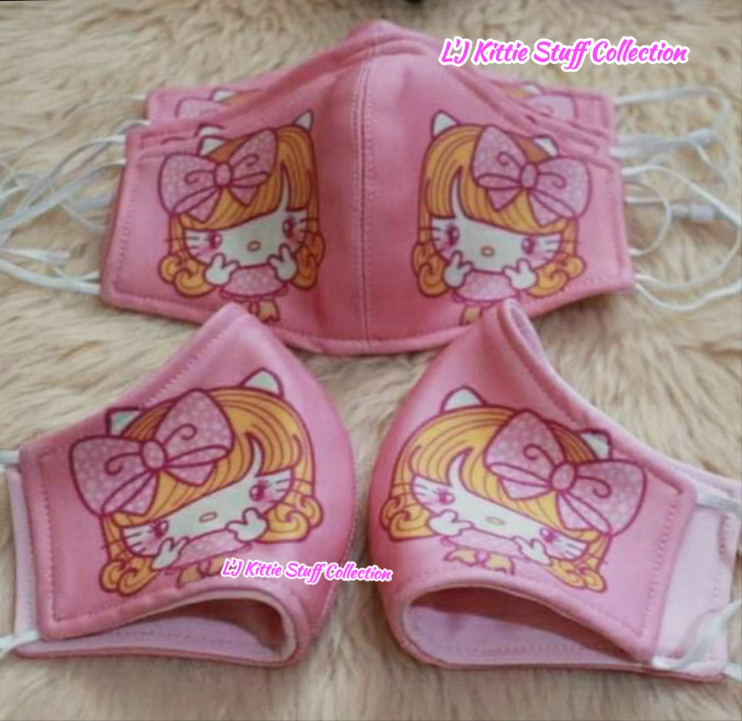 Customized Hello Kitty Facemask, Health & Nutrition, Face Masks & Face ...