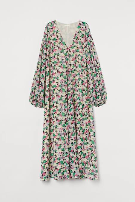 H&m hnm floral print baloon sleeve maxi long dress bukan zara, Fesyen ...