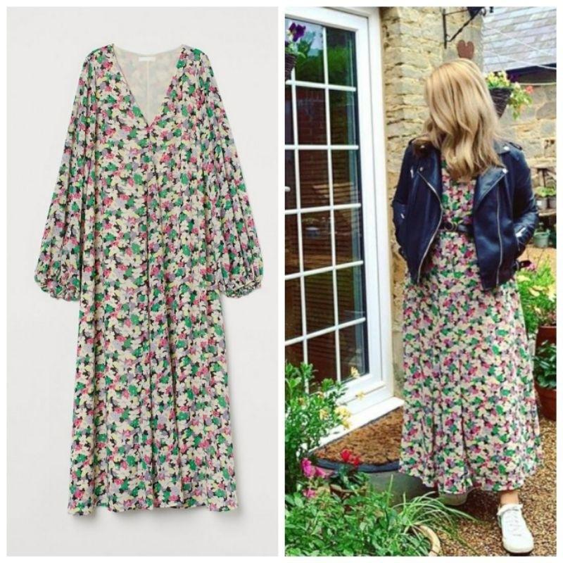 H&m hnm floral print baloon sleeve maxi long dress bukan zara, Fesyen ...