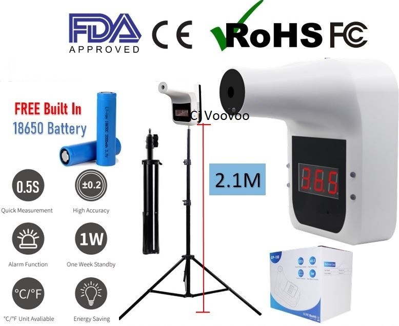 Infrared Thermometer Standing Scanner Temperature Digital with Tripod ...