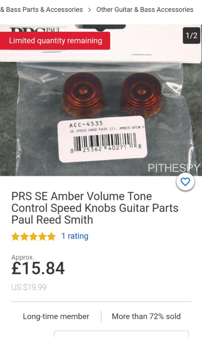 PRS SE Custom 24 Amber Knobs, Hobbies & Toys, Music & Media, Musical ...