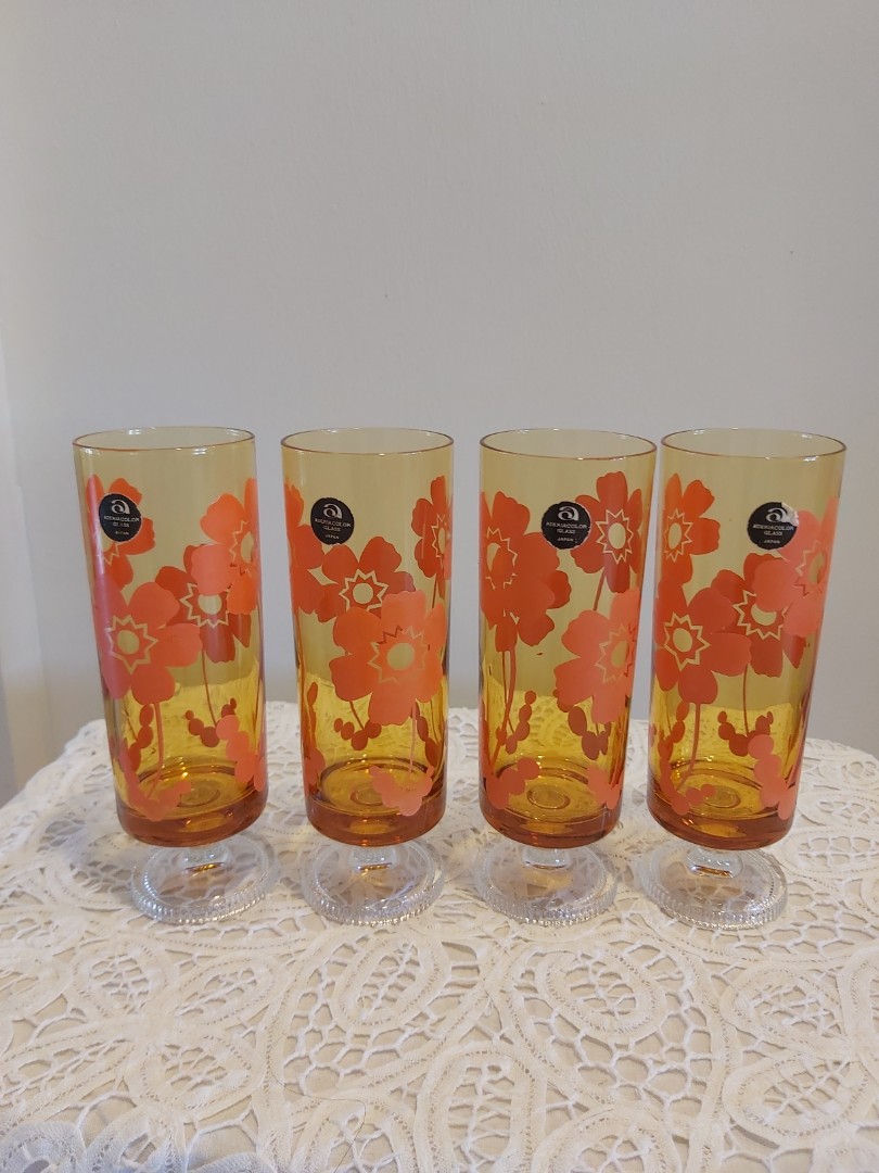 Vintage footed Aderia ( Japan) glass, Hobbies & Toys, Memorabilia & Collectibles, Vintage ...