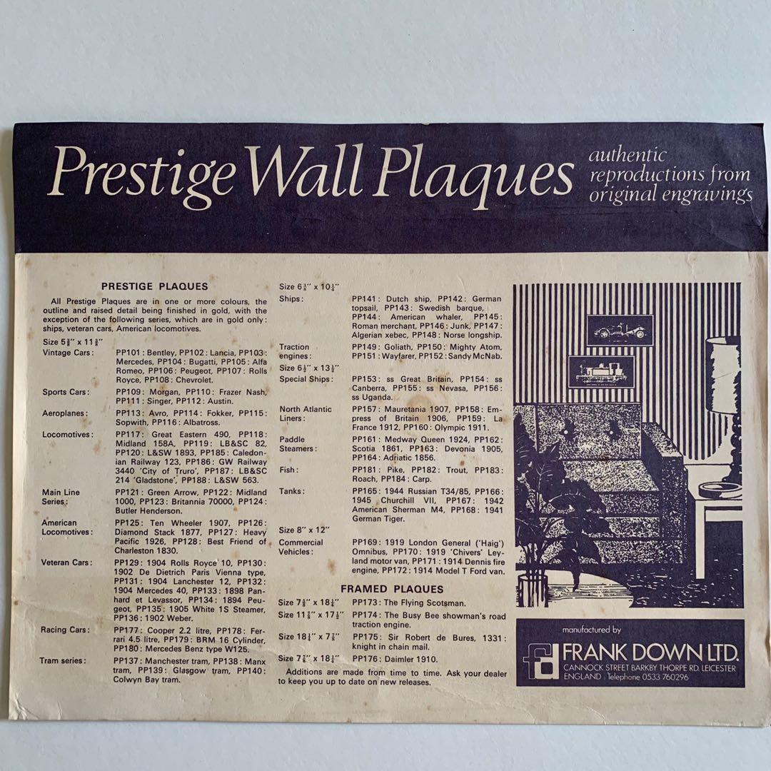 Vintage Prestige Wall Plaques, Hobbies & Toys, Memorabilia ...