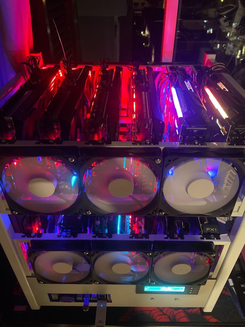 (OOS) 12 GPU Rig Frame with molex fans, Computers & Tech, Parts ...