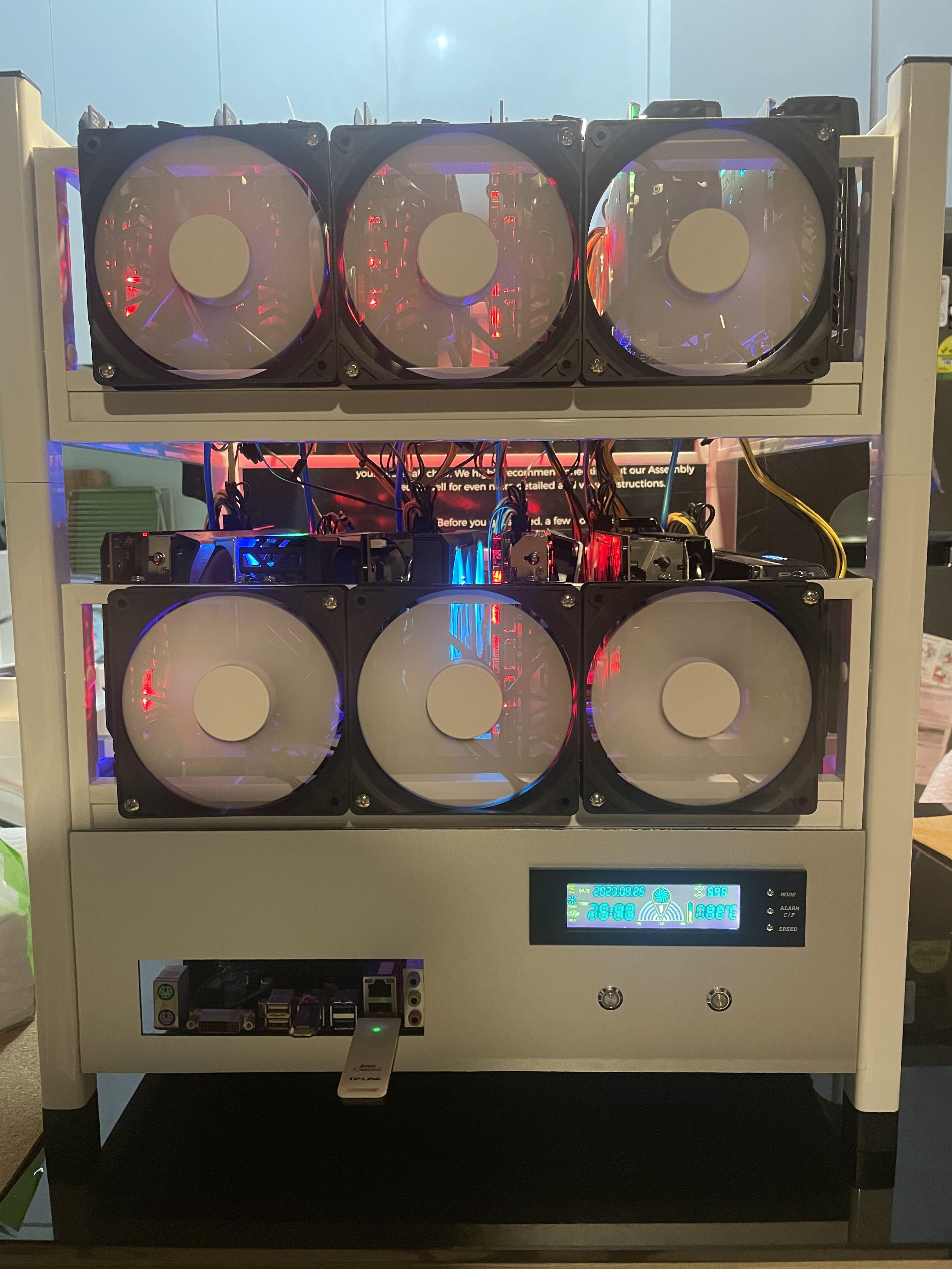 (OOS) 12 GPU Rig Frame with molex fans, Computers & Tech, Parts ...