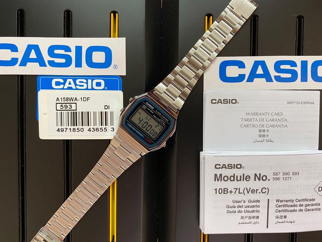 Casio A158WA-1D Vintage Digital Quartz A158WA-1D Steel Watch A158 Brand New, Men's Fashion ...