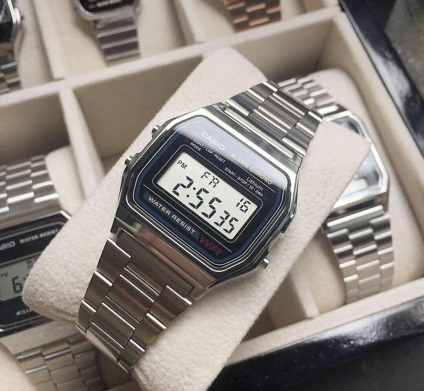 Casio A158WA-1D Vintage Digital Quartz A158WA-1D Steel Watch A158 Brand New, Men's Fashion ...