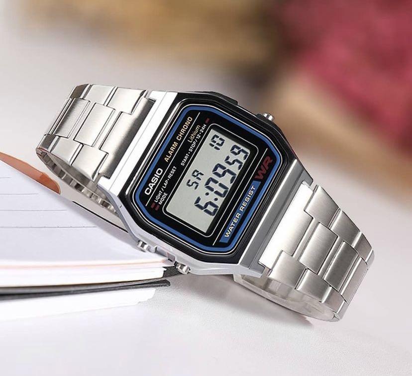 Casio A158WA-1D Vintage Digital Quartz A158WA-1D Steel Watch A158 Brand New, Men's Fashion ...