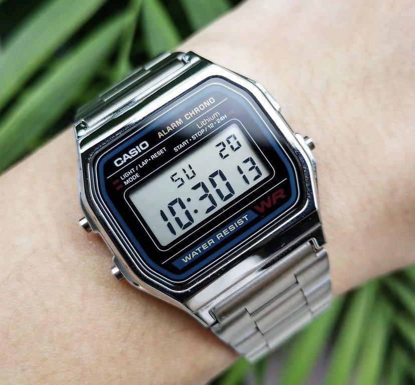 Casio A158WA-1D Vintage Digital Quartz A158WA-1D Steel Watch A158 Brand New, Men's Fashion ...