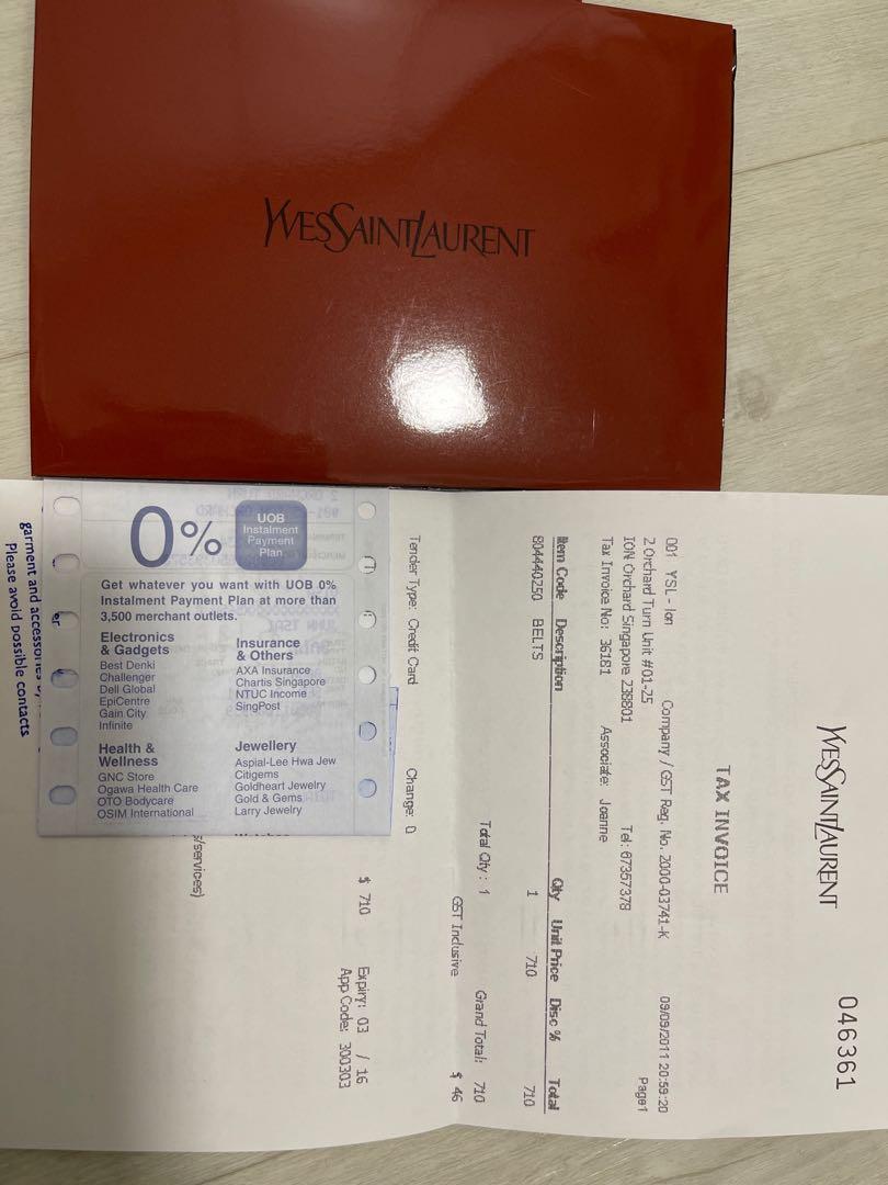 FULL SET W RECEIPT YSL Saint Laurent Belt, Luxury, Accessories on Carousell