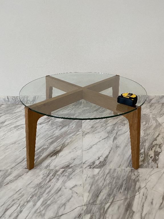 Liam Treanor Carre Round Glass Coffee Table, Furniture & Home Living ...
