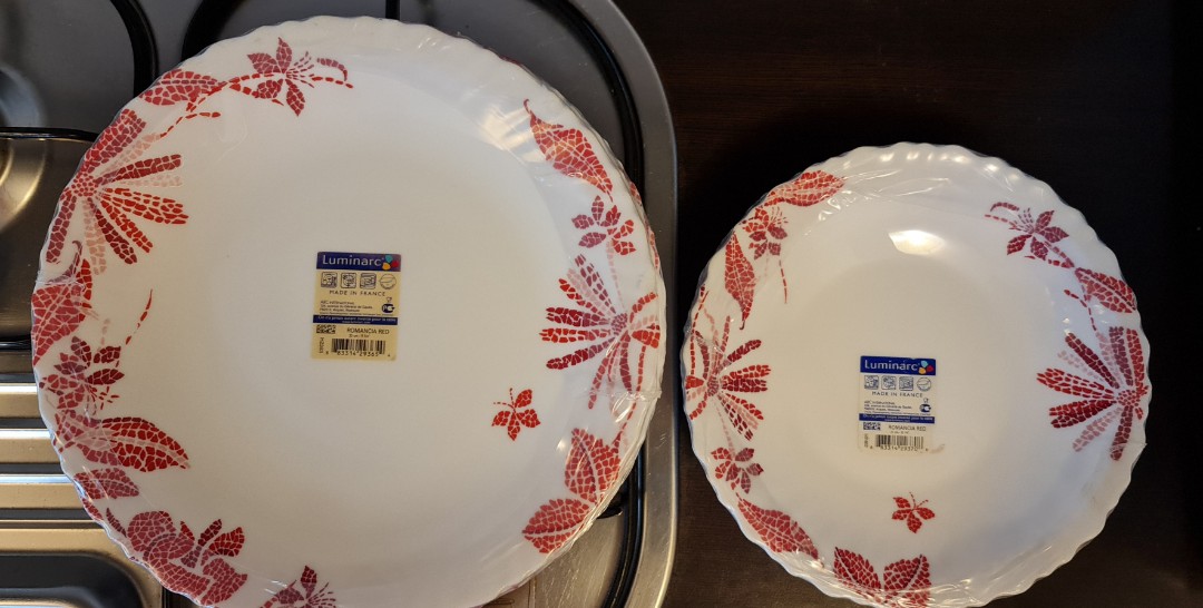 Luminarc Romancia Red Plates (set of 6), Furniture & Home Living ...