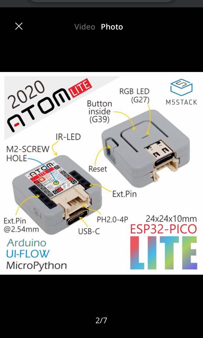 M5stack 2020 New Arrivial Official Atom Lite Esp32 Development Kit Neo Led Arduino Blockly 