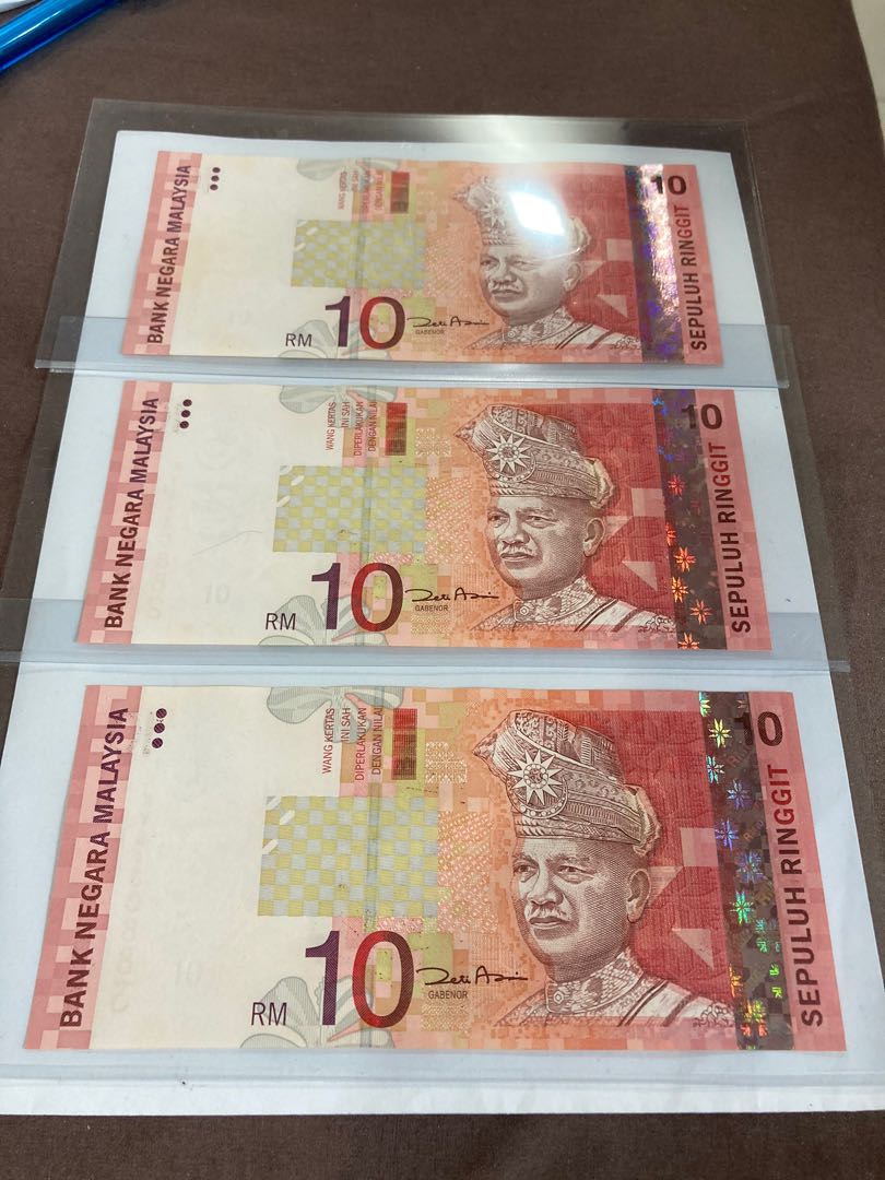 Malaysia MYR 10 UNC Papernote x 3 run, Hobbies & Toys, Memorabilia ...