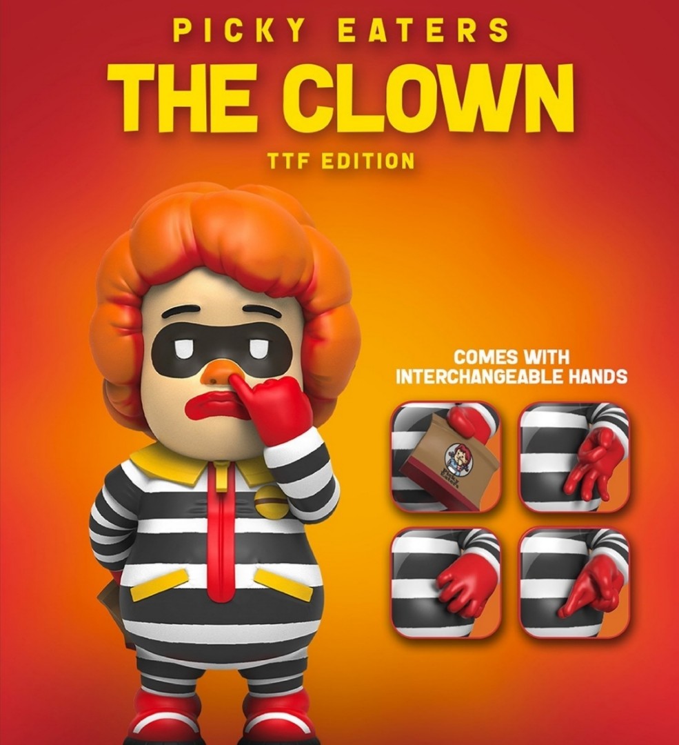 Mighty jaxx mcdonalds picky eater the clown, 興趣及遊戲, 玩具 & 遊戲類 - Carousell