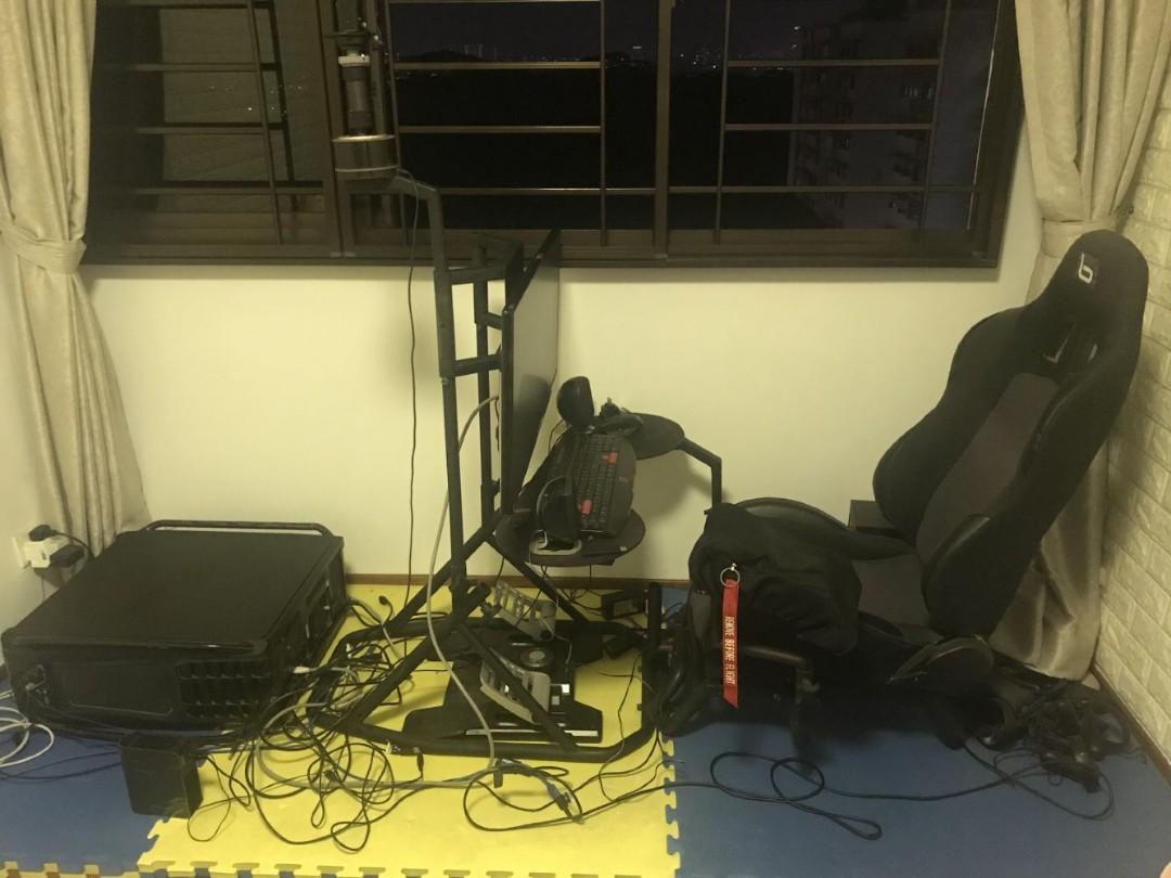 Obutto Ozone playchair cockpit with Warthog HOTAS mount, Video Gaming ...